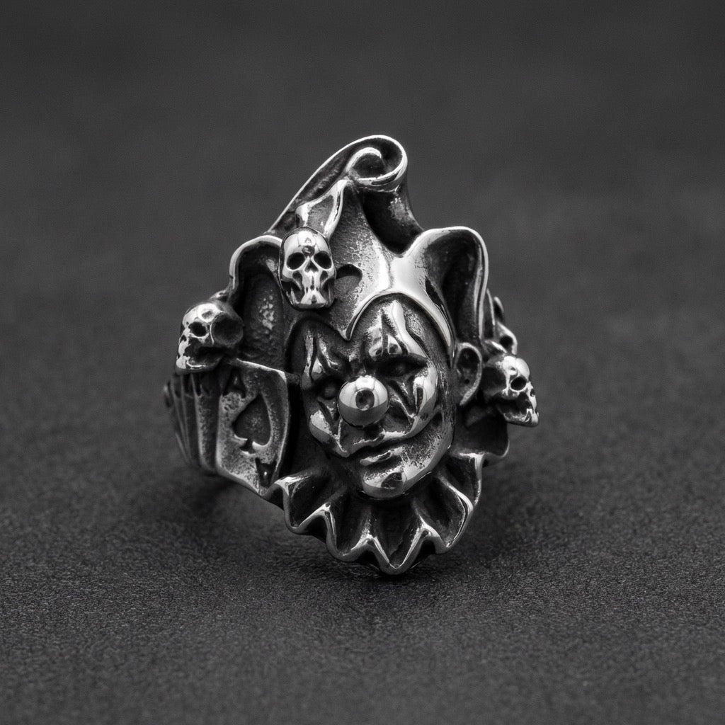 Jester of Death™ Gothic Clown Skull Ring | Killer Biker Jewelry ...