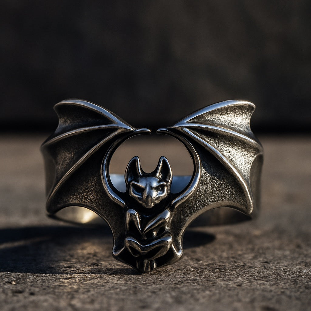Nightwarden Bat Ring™ | Stainless Steel Gothic Ring – SkullJewellery