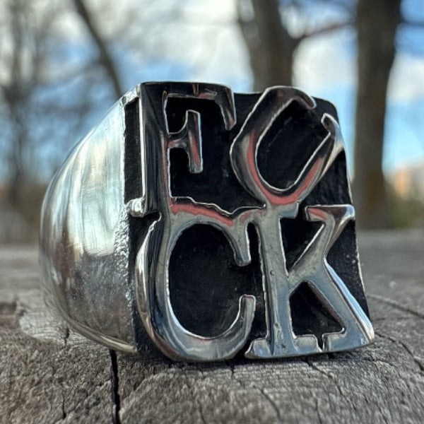 F•CK OFF Block Ring – Bold Stainless Steel Statement Ring ...